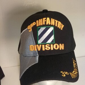 3rd Infantry Division, Black Baseball Cap/hat W/shadow, W/3rd Infantry ...