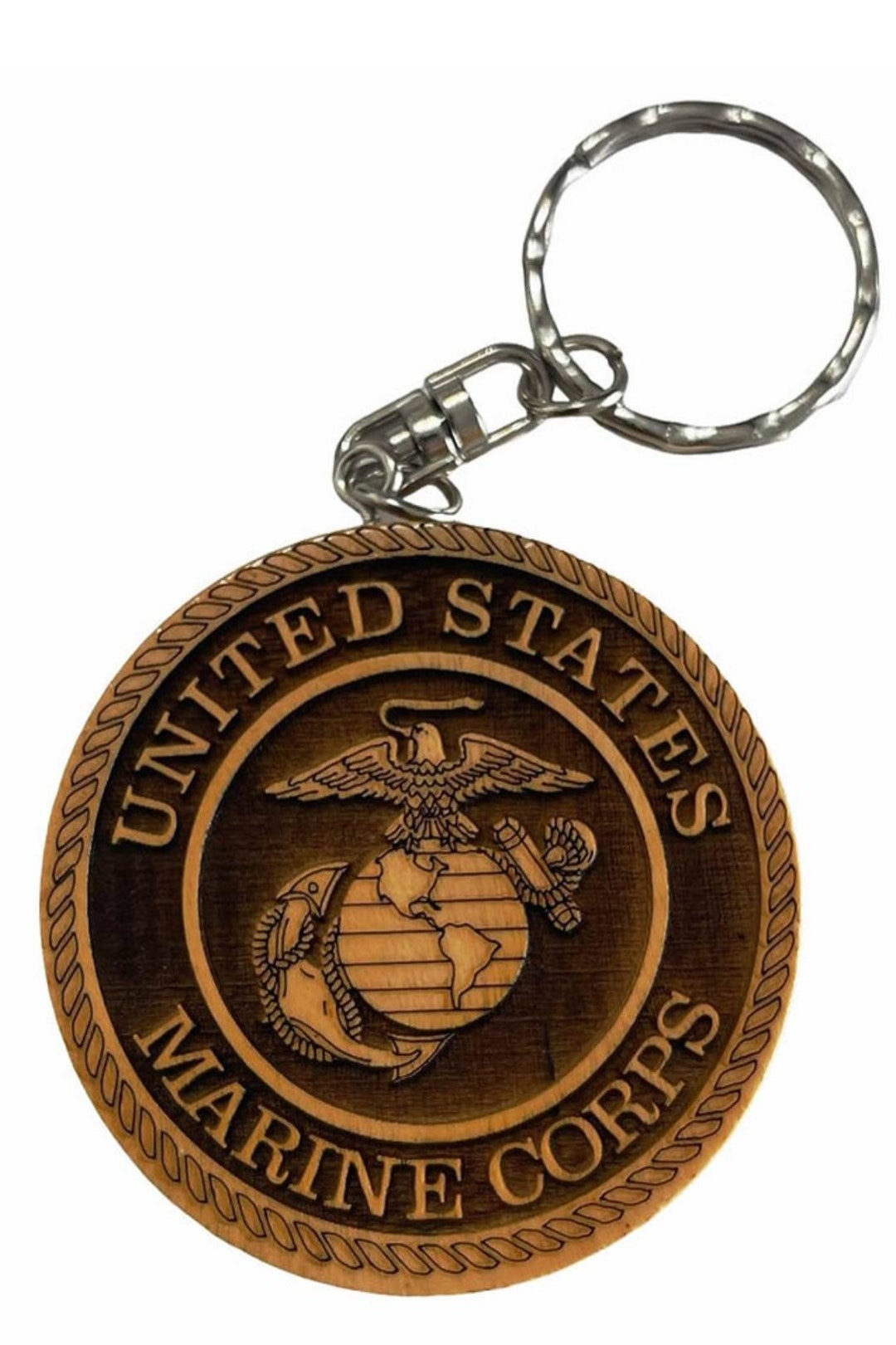 US Marines, Wood Engraved Keychain - Etsy