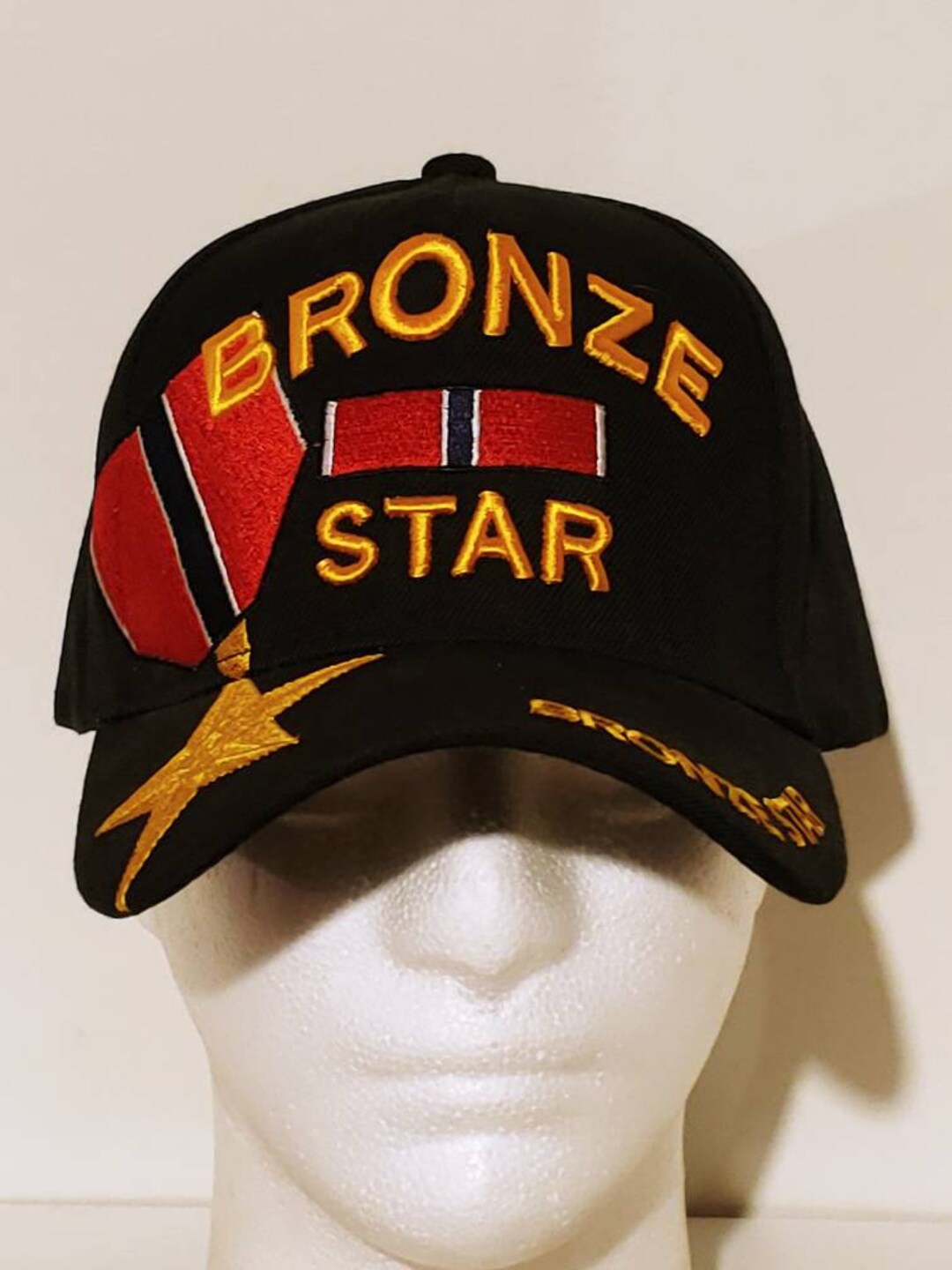 Bronze Star, W/ribbon and Metal, Black Baseball Cap/hat, Bronze Star on ...