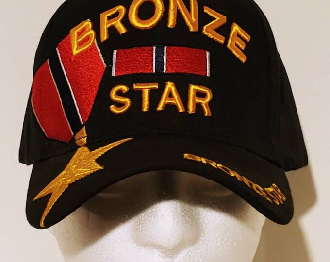Bronze Star, W/ribbon and Metal, Black Baseball Cap/hat, Bronze Star on ...
