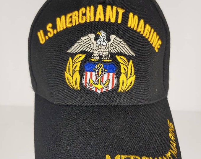 U.S. Merchant Marine, Black Baseball Cap/hat, W/merchant Marine on Brim ...