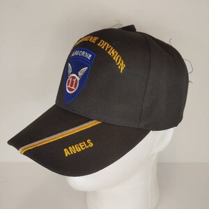 11th Airborne Division Black Baseball Cap/hat, W/shadow, and W/angles ...