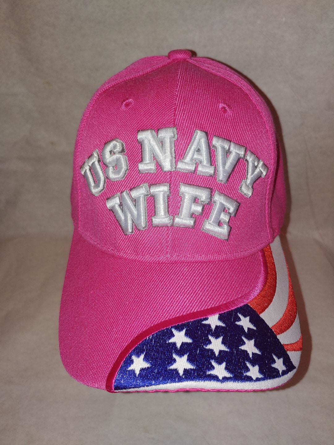 Navy, Wife Dark Pink Baseball Cap/hat, W/flag on Bill, and Eagle Head ...