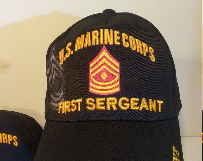 1. Rank E8, U.S. Marine Corps First Sergeant, Black Baseball Cap/hat. W ...