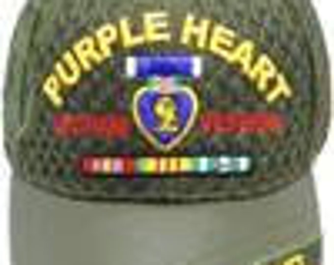 Vietnam Veteran Purple Heart, Air Mesh Leather Bill military Cap ...