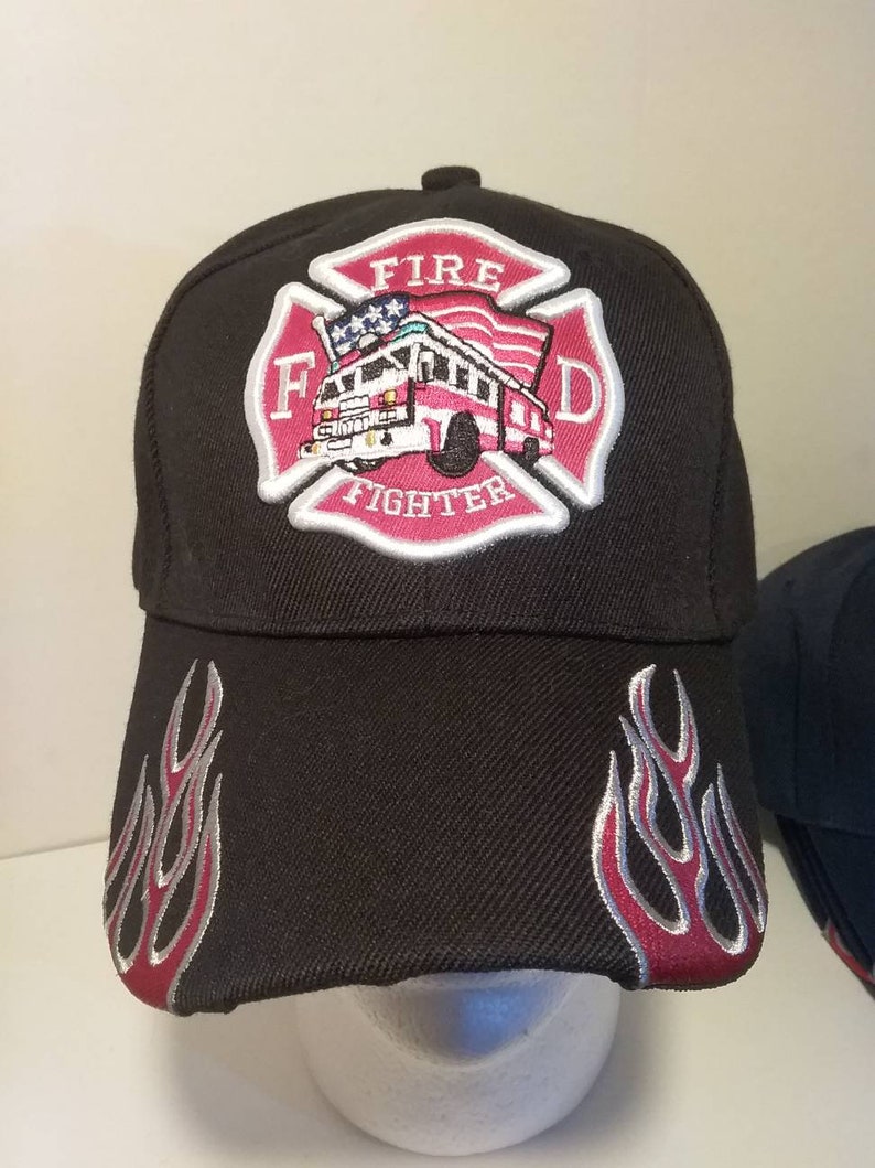 Firefighter W/fire Truck & Rescue Badge Baseball Cap/hat W/ | Etsy