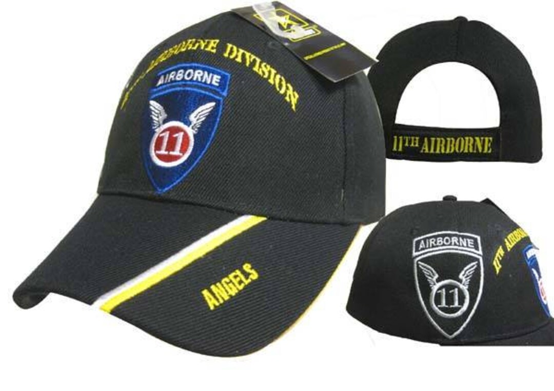 11th Airborne Division Black Baseball Cap/hat, W/shadow, and W/angles ...
