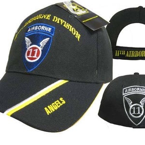 11th Airborne Division Black Baseball Cap/hat, W/shadow, and W/angles ...