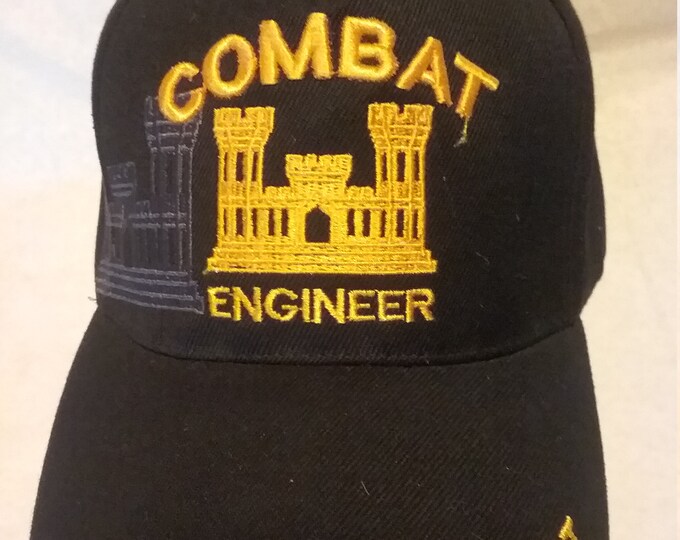 Combat Engineer Black Baseball Cap/hat, W/combat on Bill and on Back - Etsy