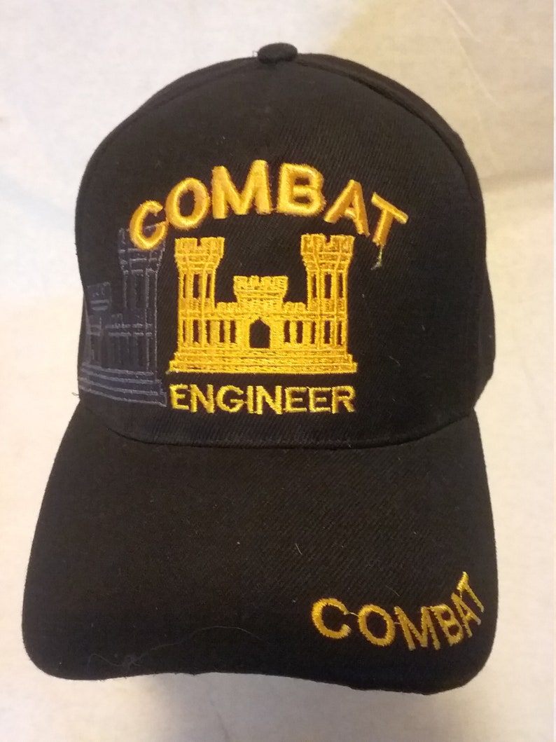 Combat Engineer Black Baseball Cap/hat W/combat on Bill and | Etsy