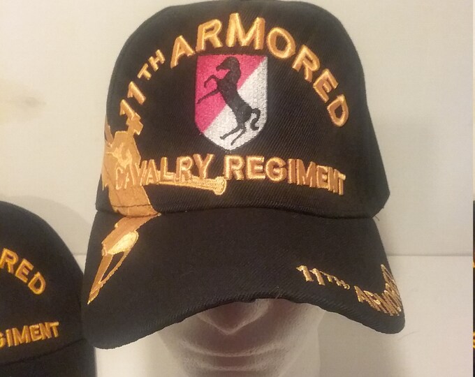 11th Armored Cavalry Regiment Black Baseball Cap/hat, W/shadow, and W ...