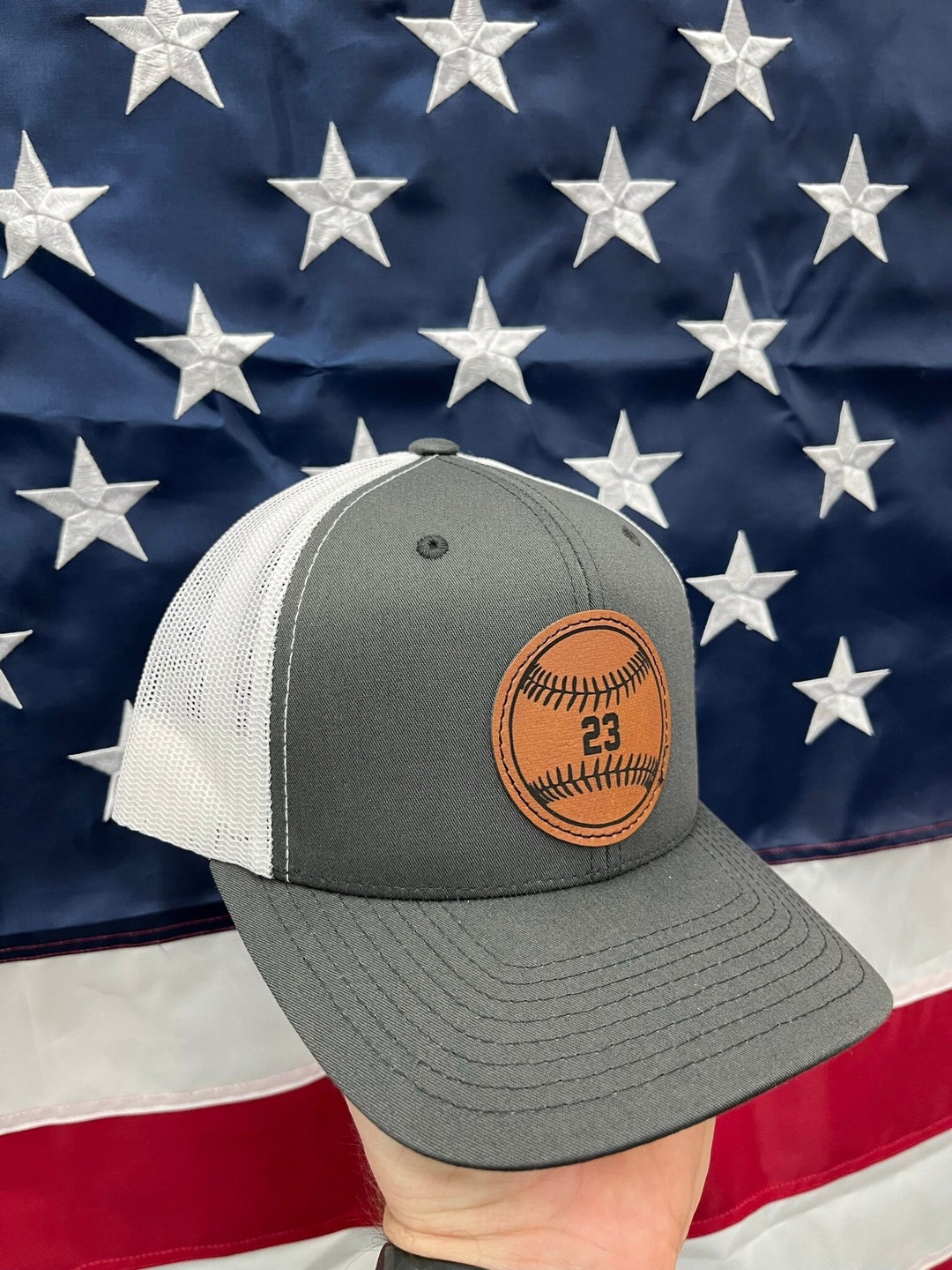 Baseball Personalized Player Number Leather Patch Hat - Etsy