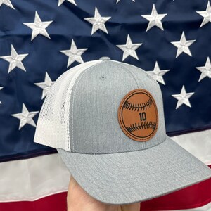 Baseball Personalized Player Number Leather Patch Hat - Etsy