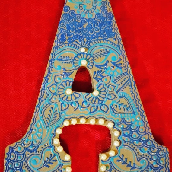 Henna Designed A-to-z Alphabets/initials Painted Wooden Letter | Etsy