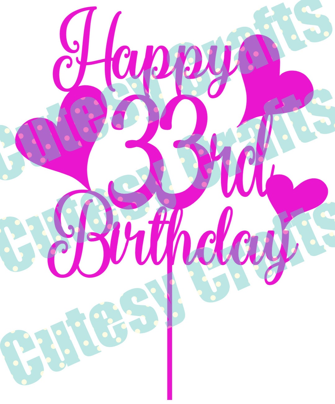 SVG 33rd Birthday Cake Topper Glowforge Laser File - Etsy