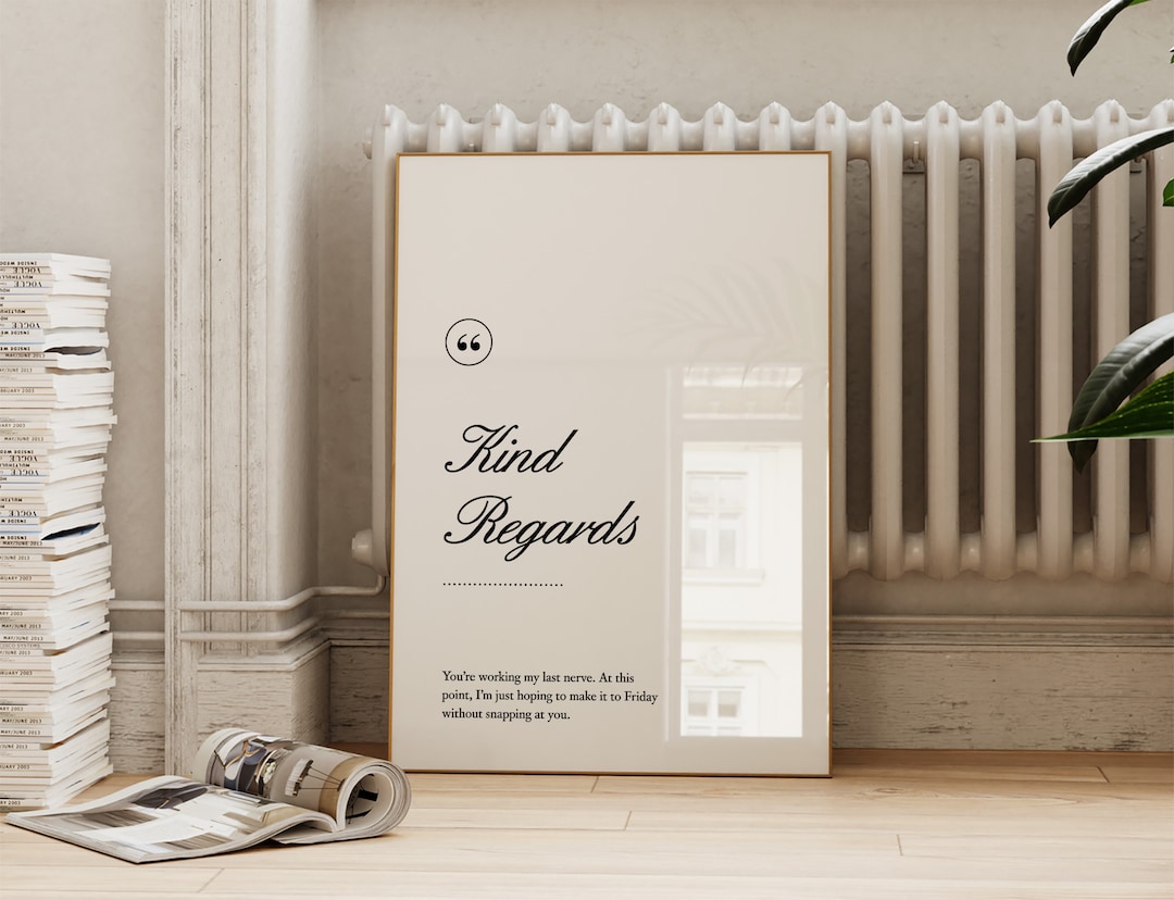 Kind Regards Definition Print: Funny Office Wall Art (digital Download ...