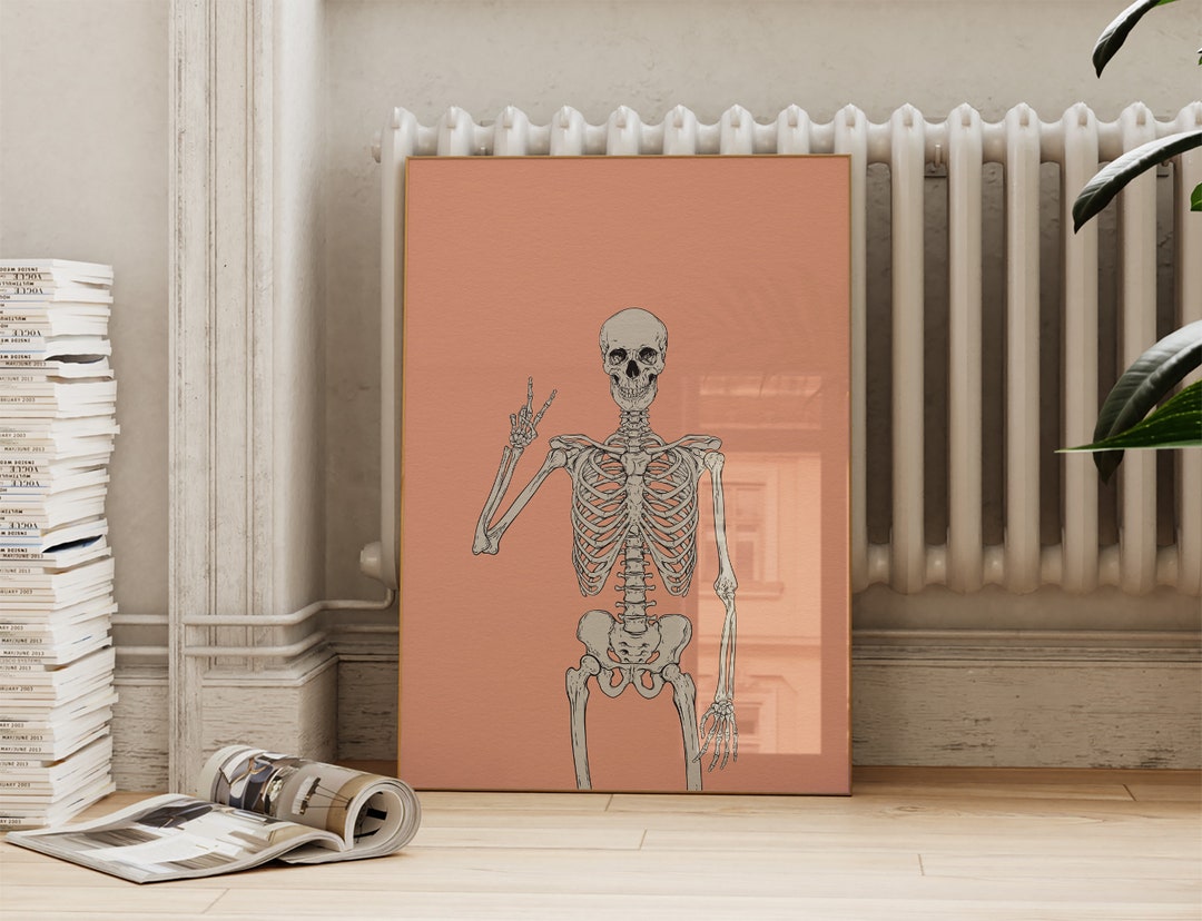 Pastel Skeleton Print | Funny Halloween Decor | Trendy Modern Peace ...