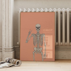 Pastel Skeleton Print | Funny Halloween Decor | Trendy Modern Peace ...