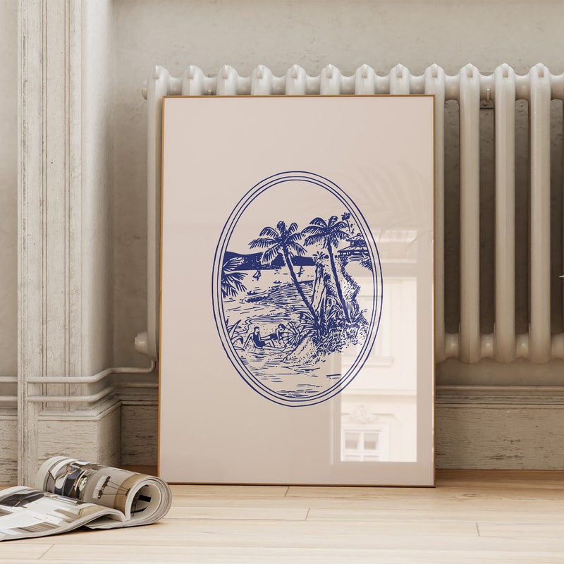 Blue Palm Print - Etsy
