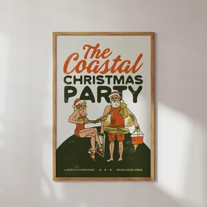Coastal Christmas Print | Santa Beach Illustration | Tropical Holiday ...