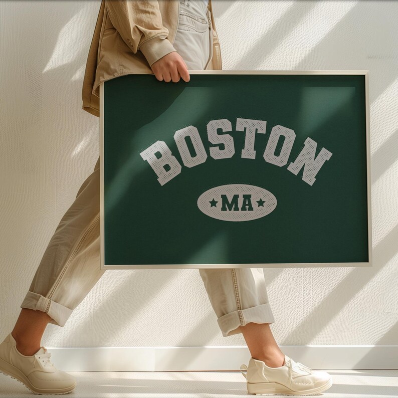 Retro Boston Massachusetts Print: Green Sports Art (digital Download ...