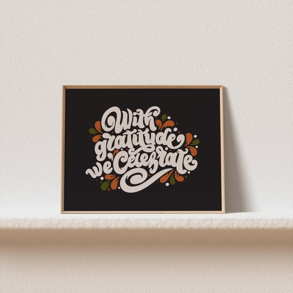 Horizontal Fall Poster Printable Thanksgiving Wall Art - Etsy