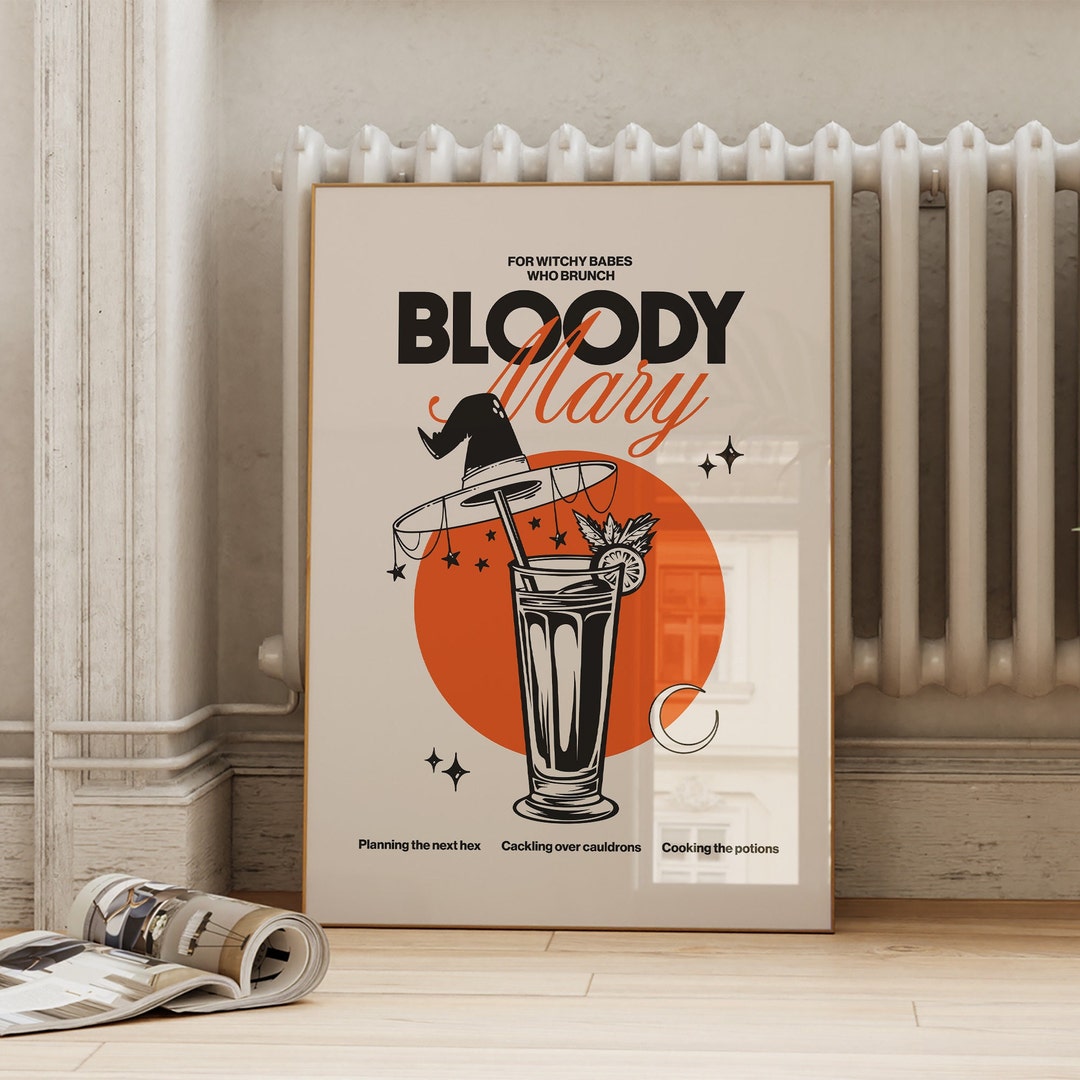 Witchy Bloody Mary Print | Halloween Bar Cart Decor | Cocktail Home ...