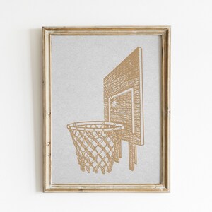 Set of 4 Beige Basketball Prints | Retro Gym or Nursery Neutral Vintage ...