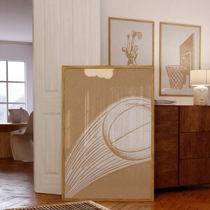 Set of 4 Beige Basketball Prints | Retro Gym or Nursery Neutral Vintage ...