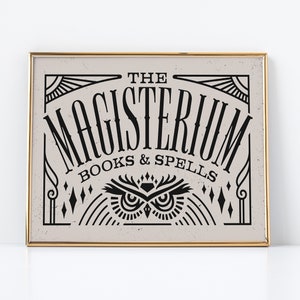 Horizontal Halloween Wall Art | Retro Magisterium Print | Neutral Mid ...