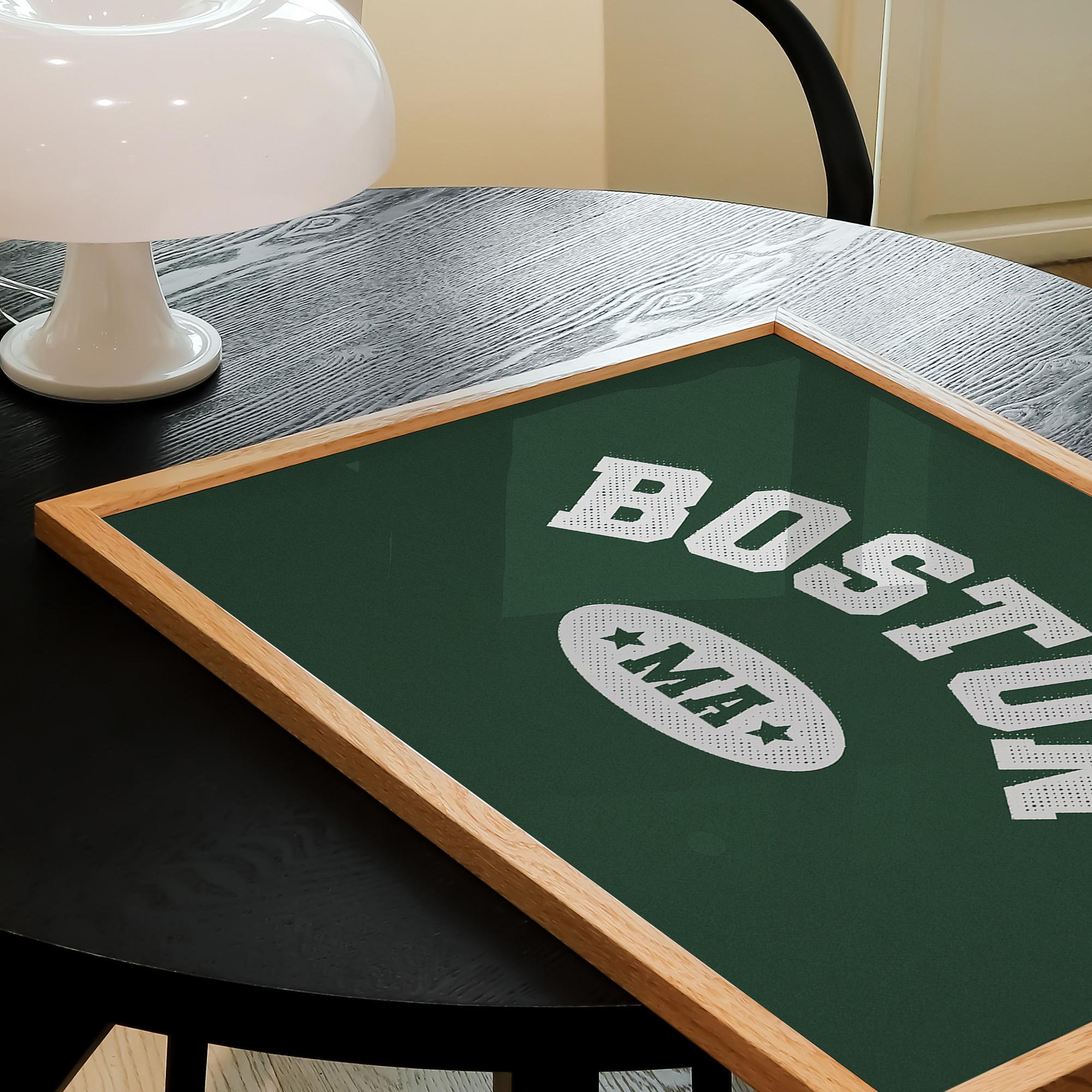 Retro Boston Massachusetts Print: Green Sports Art (digital Download ...