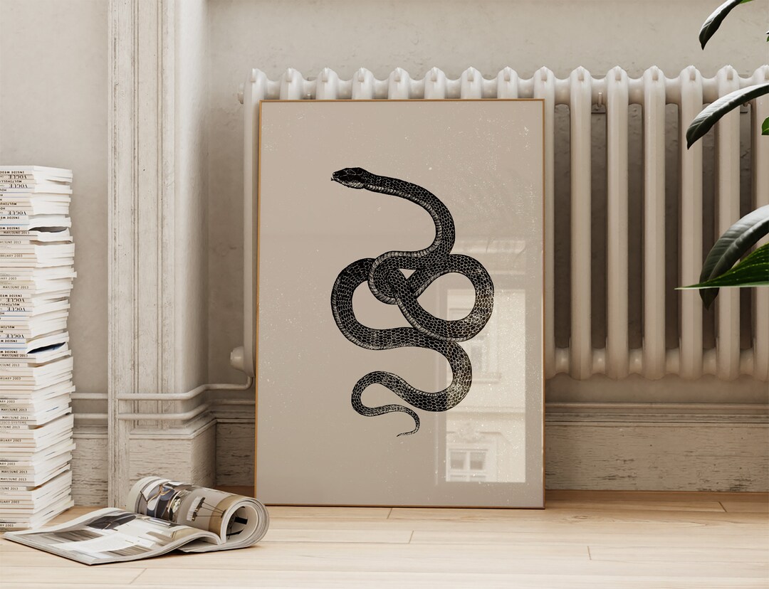 Vintage Halloween Art | Neutral Snake Print Creepy Rustic Halloween ...