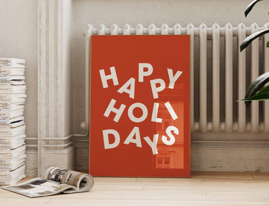Red Happy Holidays Print | Christmas Wall Art | Inclusive Typography ...