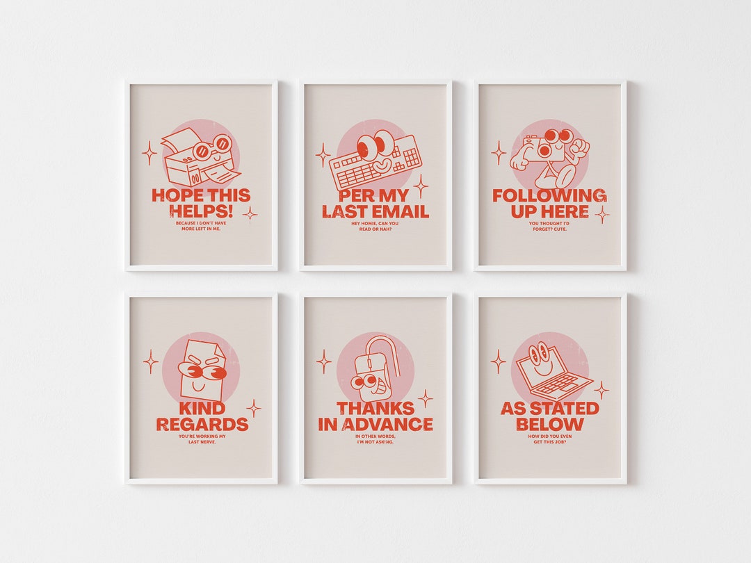 Retro Office Poster Set: Funny Work From Home Prints (digital Download ...