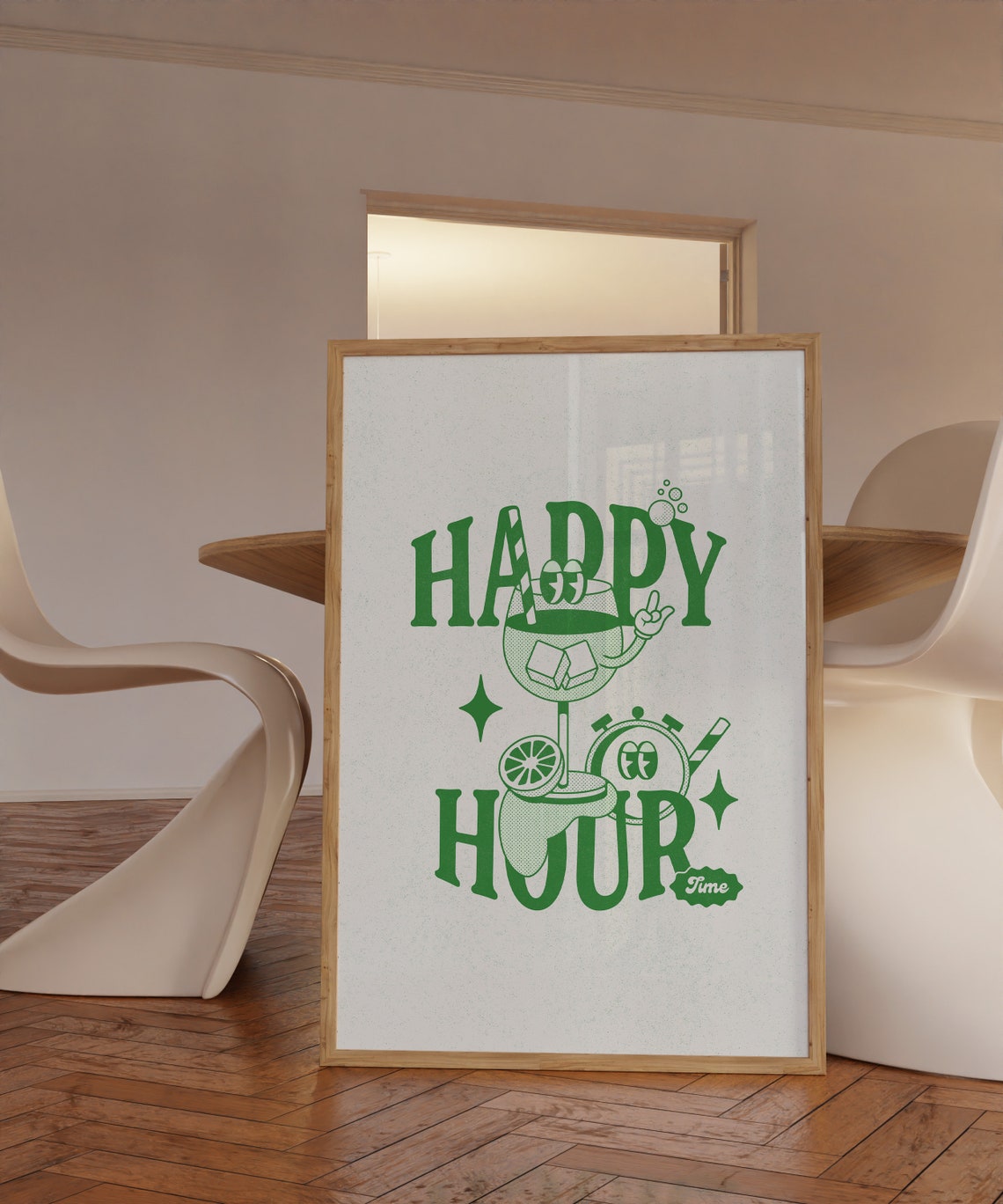 Retro Green Happy Hour Printable Vintage Inspired Cocktail - Etsy