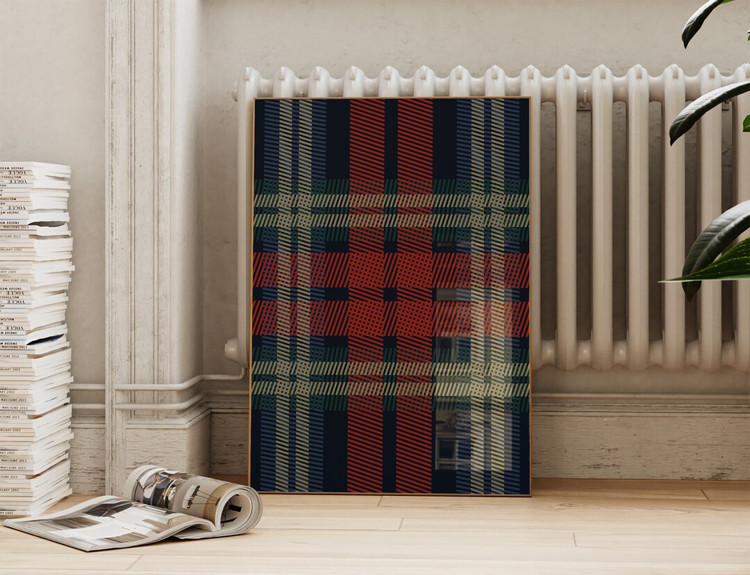 Green and Red Plaid Winter Print Holiday Pattern Tapestry Wall Art ...