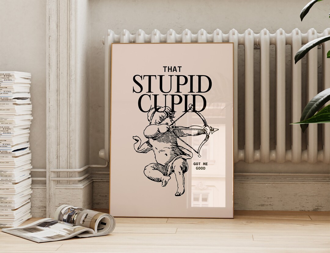 Stupid Cupid Print | Trendy Valentines Day Wall Art | Vintage Couples ...