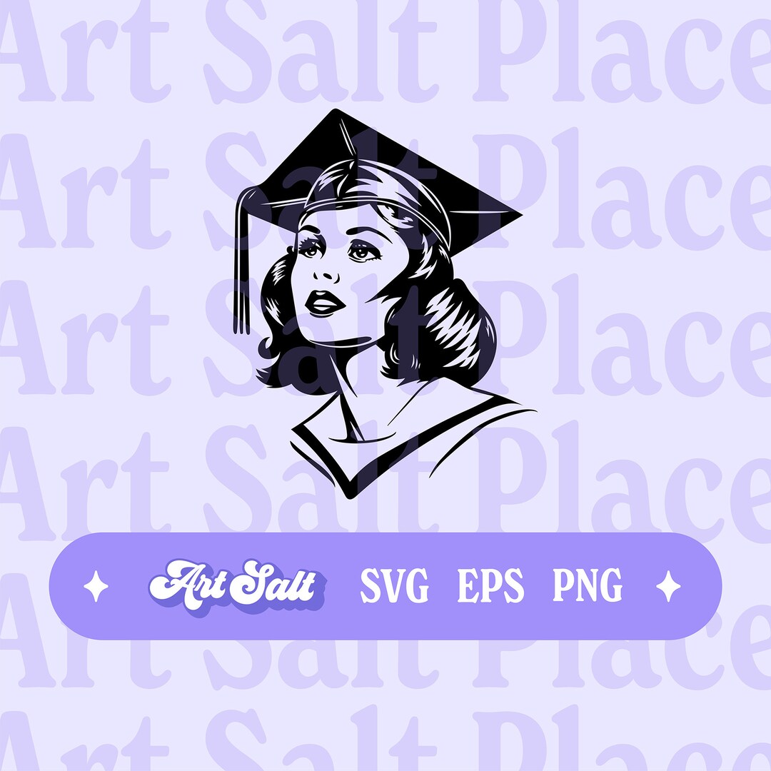 Graduating Female University Student Clip Art Retro Graduation Cap SVG ...