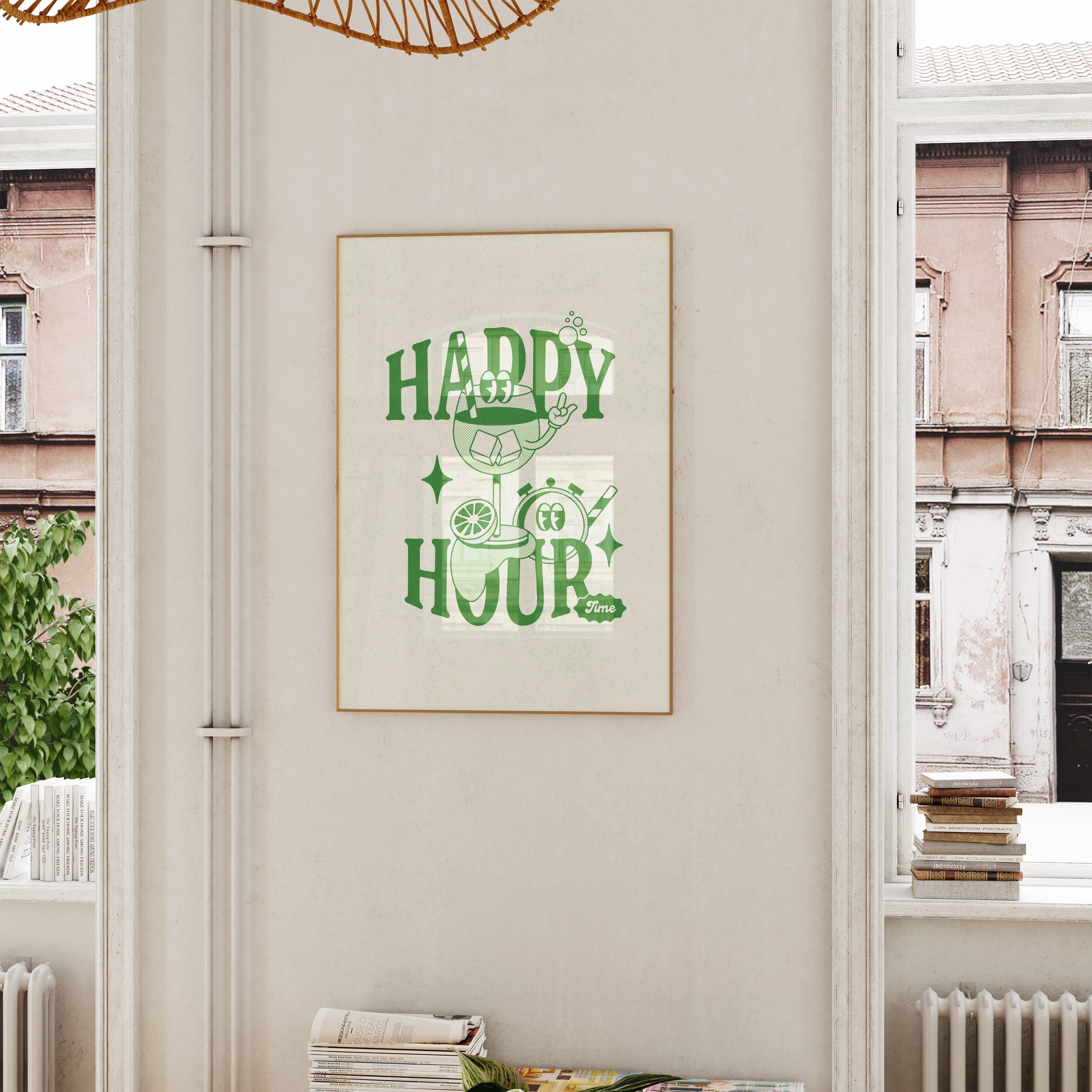 Retro Green Happy Hour Printable Vintage Inspired Cocktail - Etsy