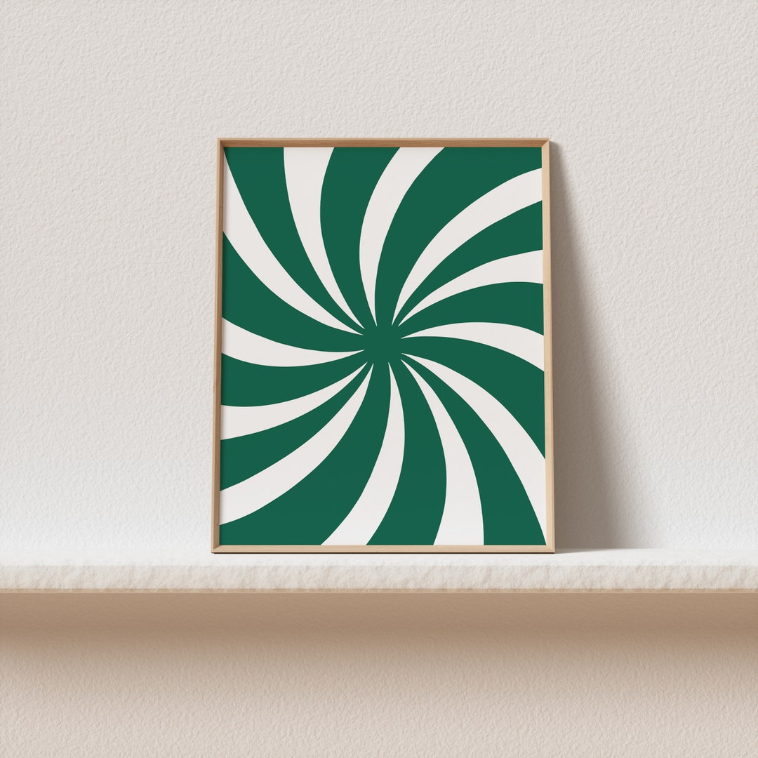 Christmas Candy Cane Poster Holiday Decor Green Xmas - Etsy