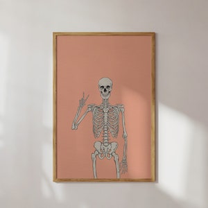 Pastel Skeleton Print | Funny Halloween Decor | Trendy Modern Peace ...