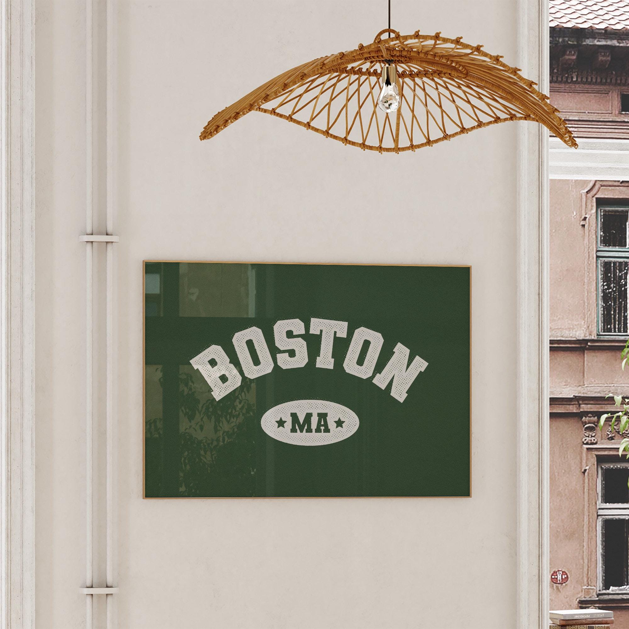 Retro Boston Massachusetts Print: Green Sports Art (digital Download ...