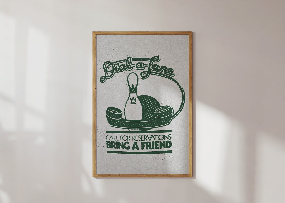 Vintage Bowling Poster Bowling Pin Sign Wall Art Bowling - Etsy