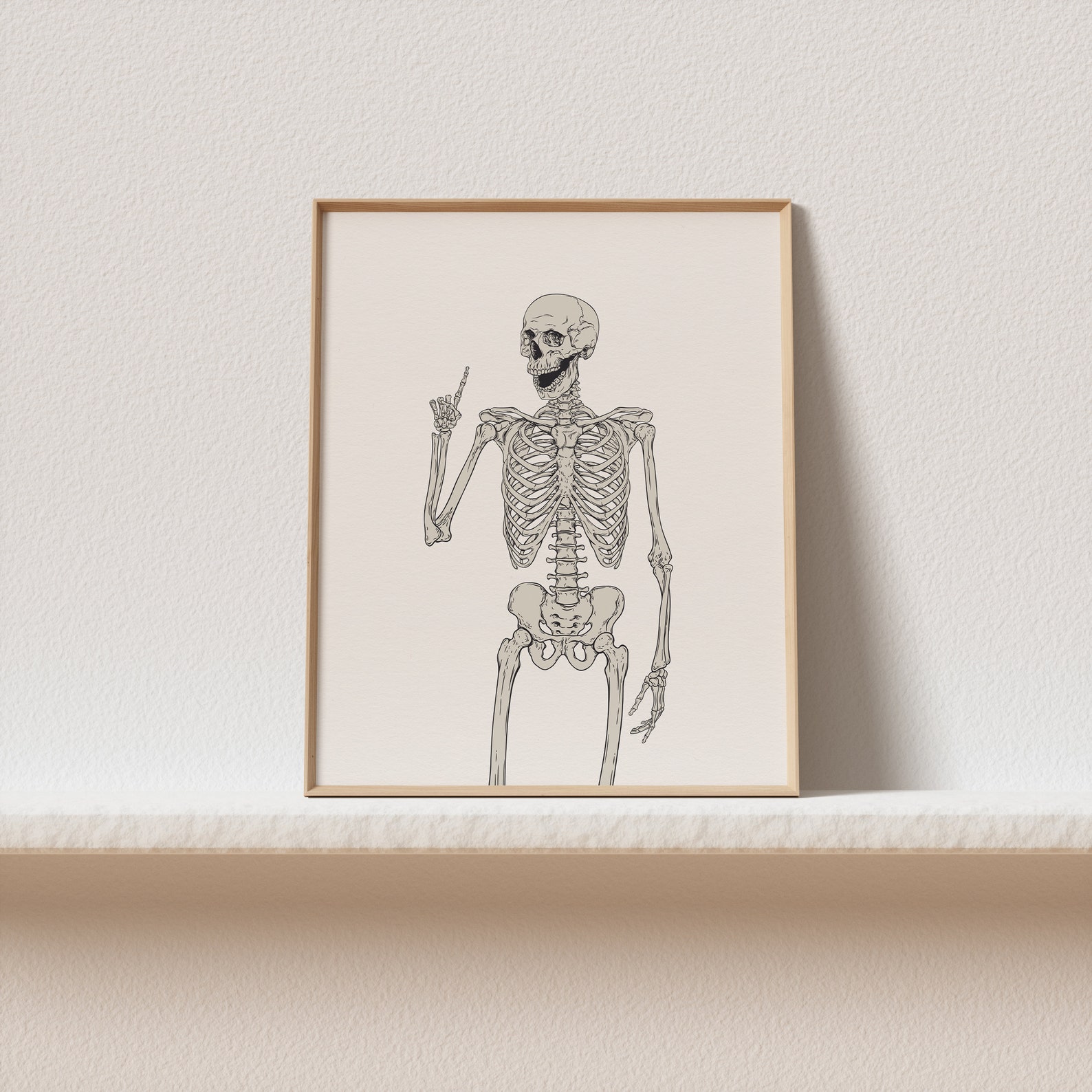 Set of 6 Beige Skeleton Printables Minimalist Halloween Gallery Wall ...
