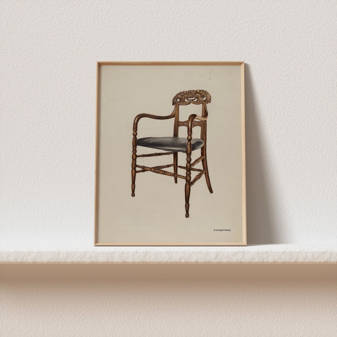 Vintage Handcarved Chair Sketch Printable Antique European Furniture ...
