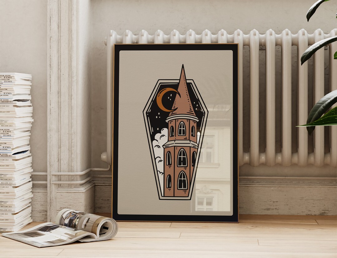 Spooky Halloween Castle Art Print | Dark Academia Poster | Kids Nursery ...