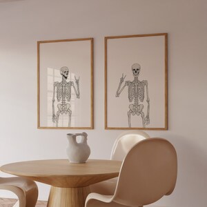 Set of 6 Beige Skeleton Printables | Minimalist Halloween Gallery Wall ...