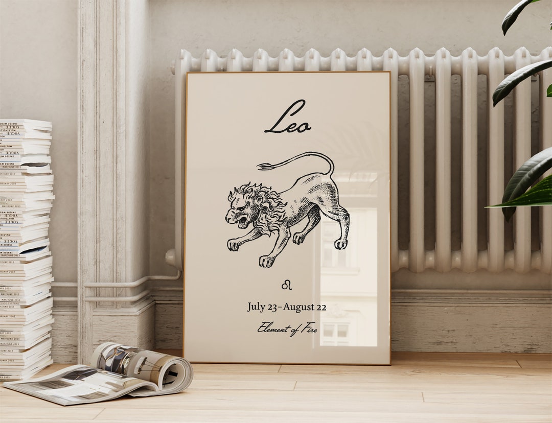 Leo Printable | Vintage Zodiac Print | Minimalist Astrology Poster ...