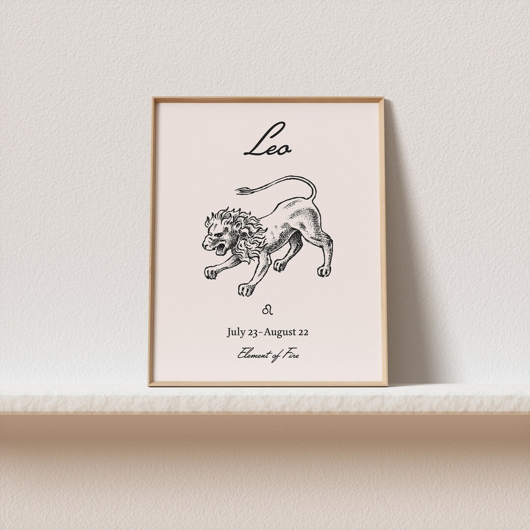Minimalist Leo Printable Vintage Zodiac Print Astrology - Etsy