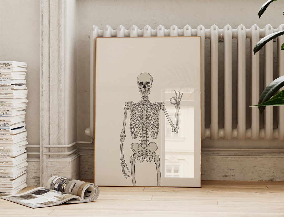 Skeleton 'a-okay' Sign Print: Funny Halloween Decor (digital Download ...